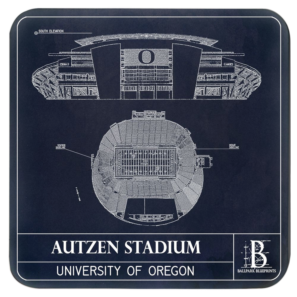 Autzen Stadium Coasters (Set of 4) – Ballpark Blueprints
