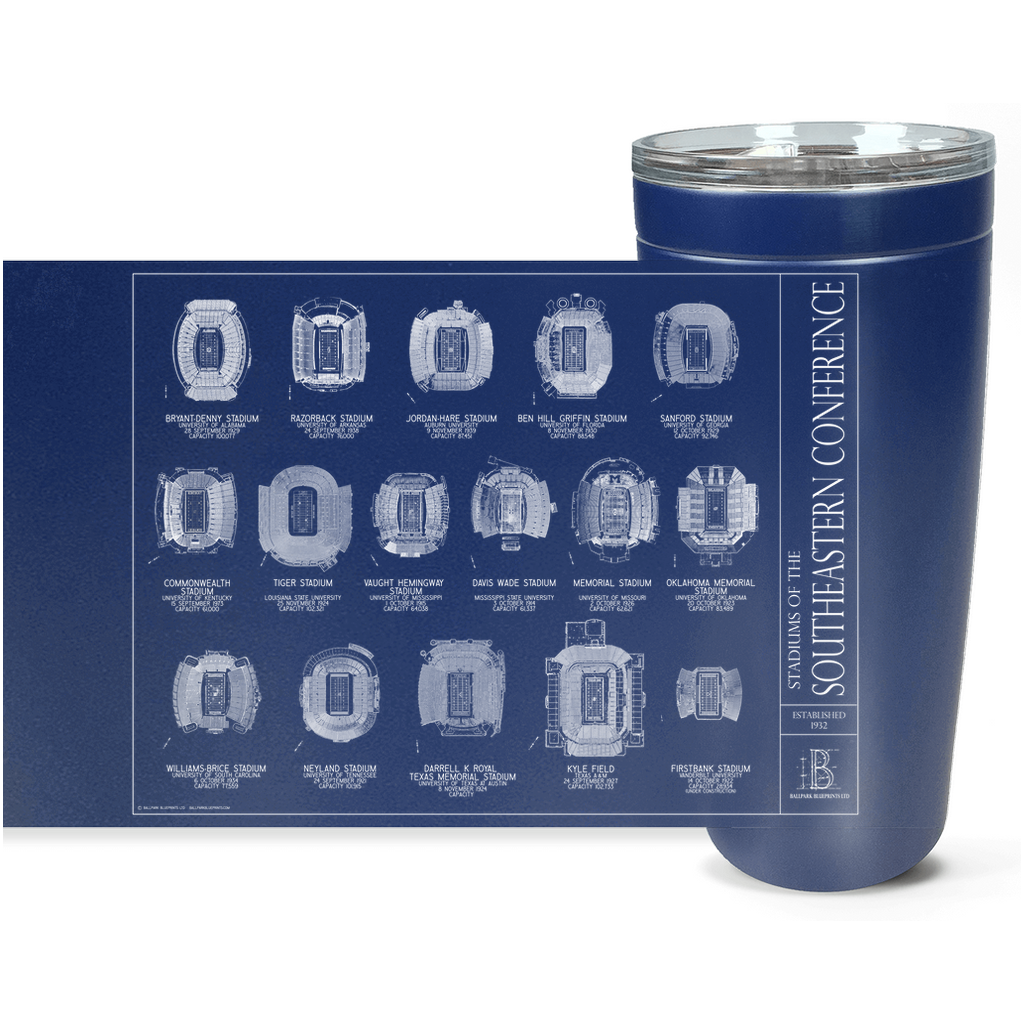 Stadiums of the SEC Stainless Steel Travel Mug – Ballpark Blueprints