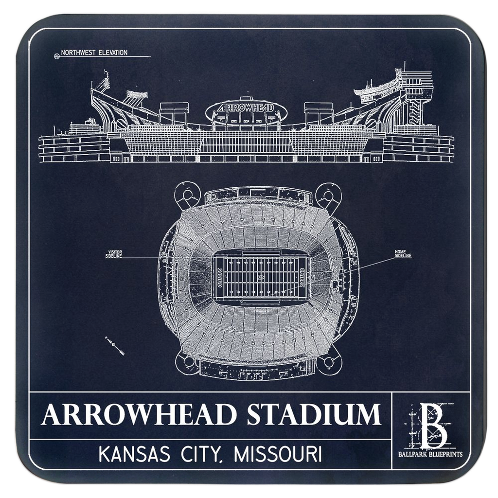 Arrowhead Stadium Coasters (Set of 4) – Ballpark Blueprints