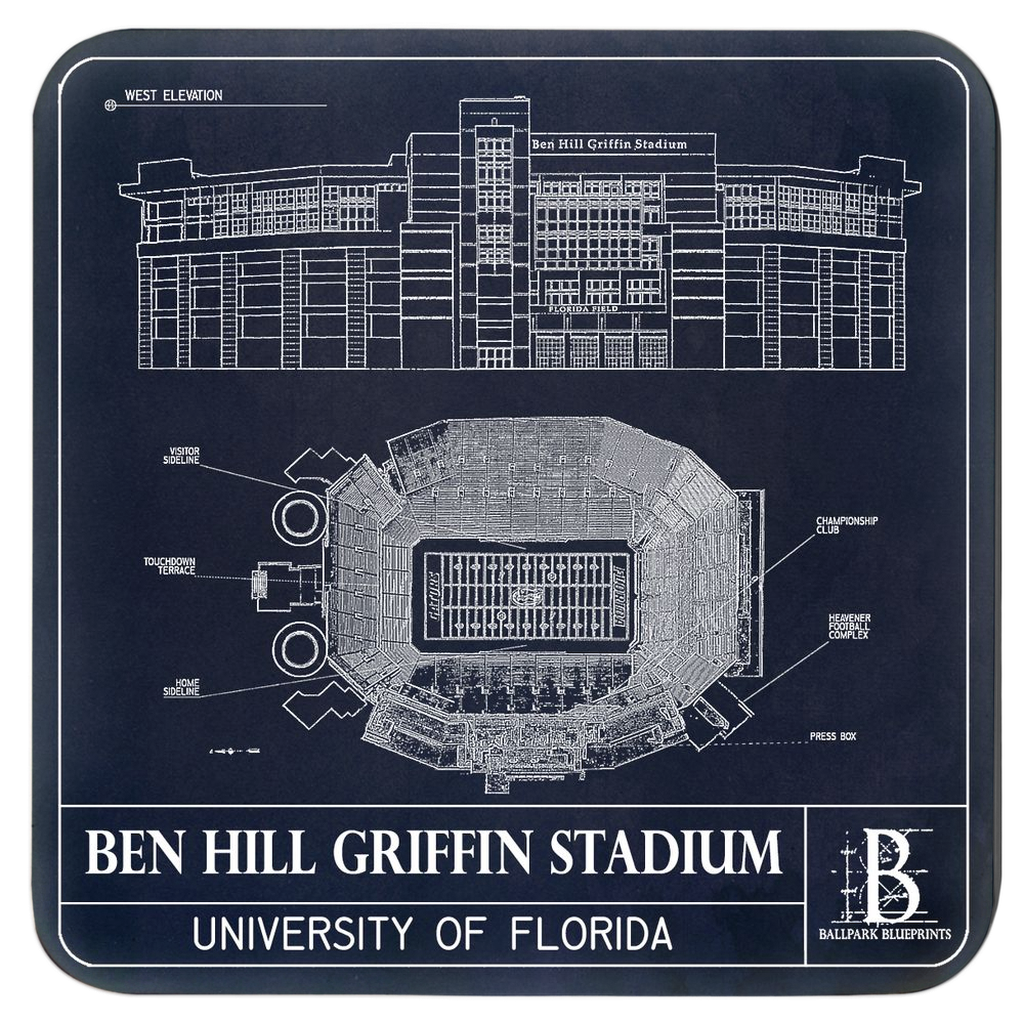 Ben Hill Griffin Stadium Coasters (Set of 4) – Ballpark Blueprints