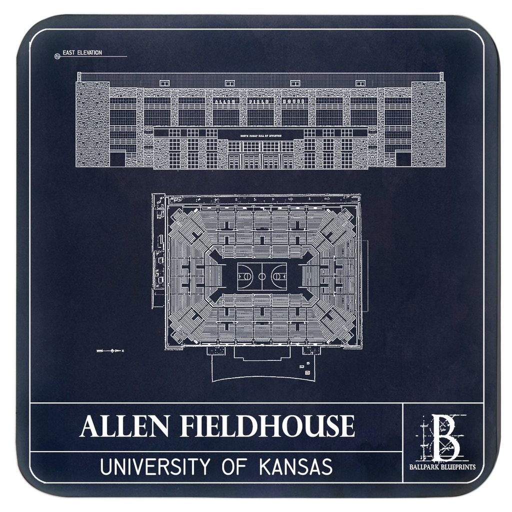 Allen Fieldhouse Coasters (Set of 4) – Ballpark Blueprints