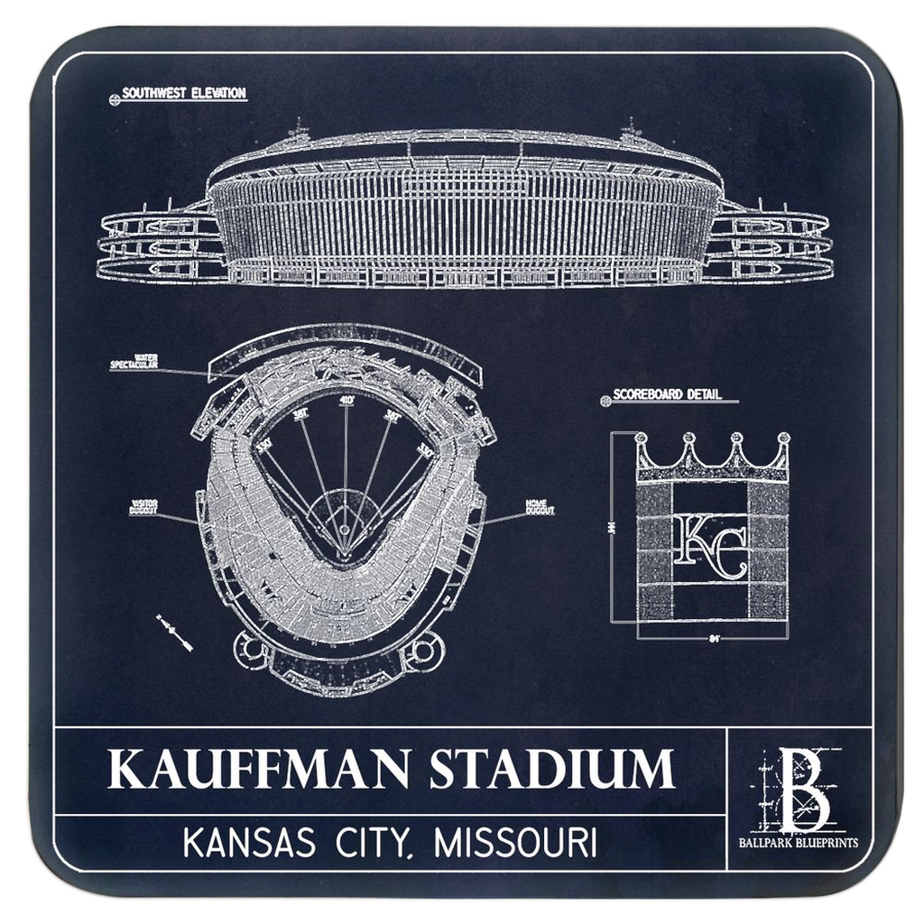 Kauffman Stadium Coasters Set Of 4 Ballpark Blueprints