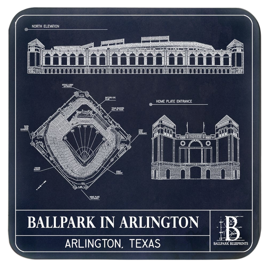 Ballpark in Arlington Coasters (Set of 4) – Ballpark Blueprints