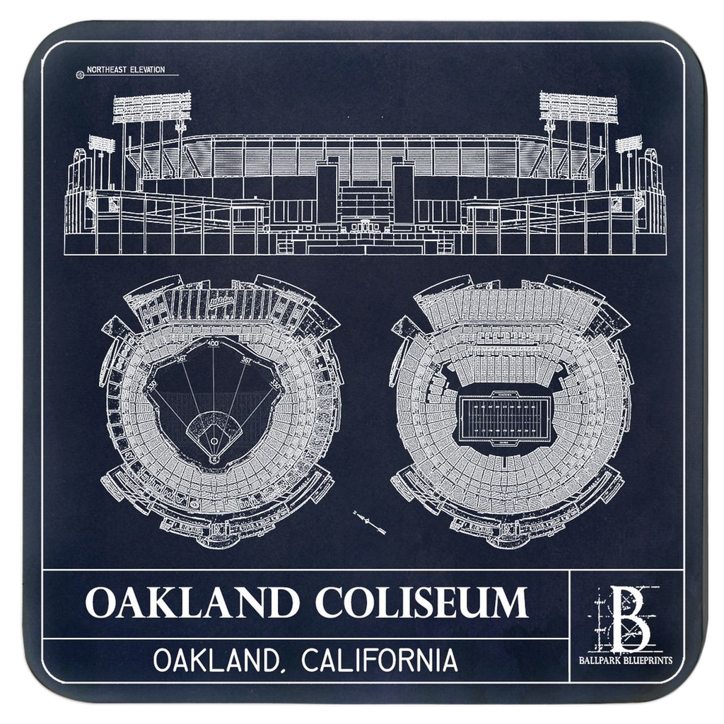 Oakland Coliseum Coasters (Set of 4) – Ballpark Blueprints