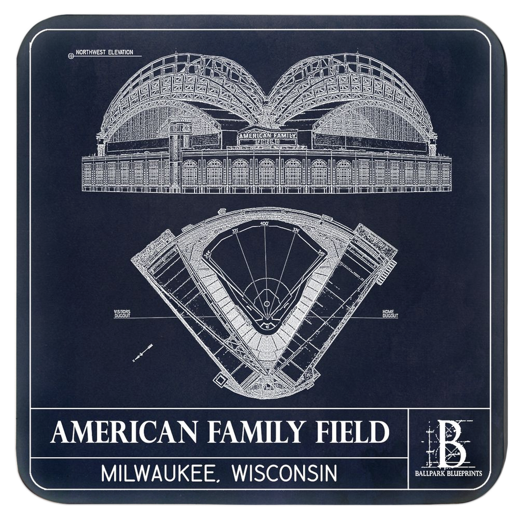 American Family Field Coasters (Set of 4) – Ballpark Blueprints