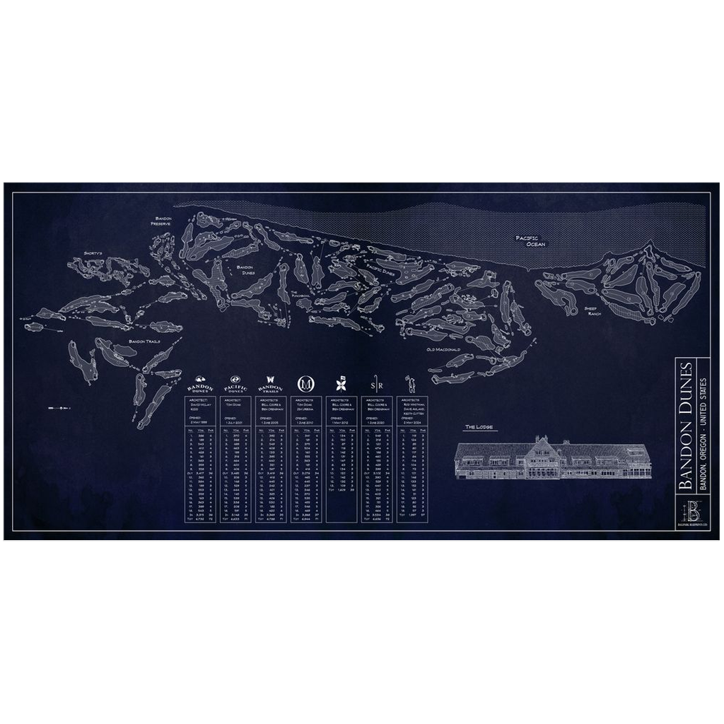 Bandon Dunes Master Map 24x48" Unframed print – Ballpark Blueprints