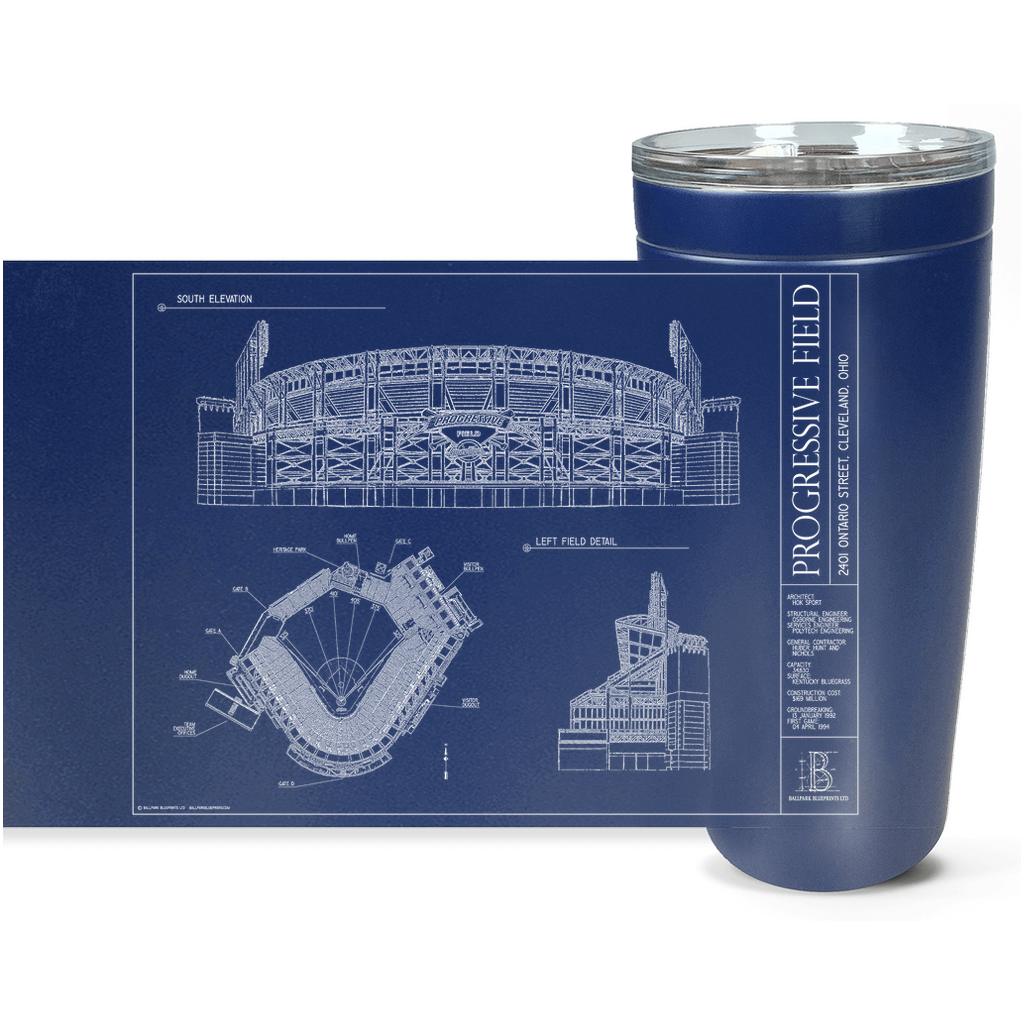 Progressive Field Viking Stainless Steel Travel Mug – Ballpark Blueprints