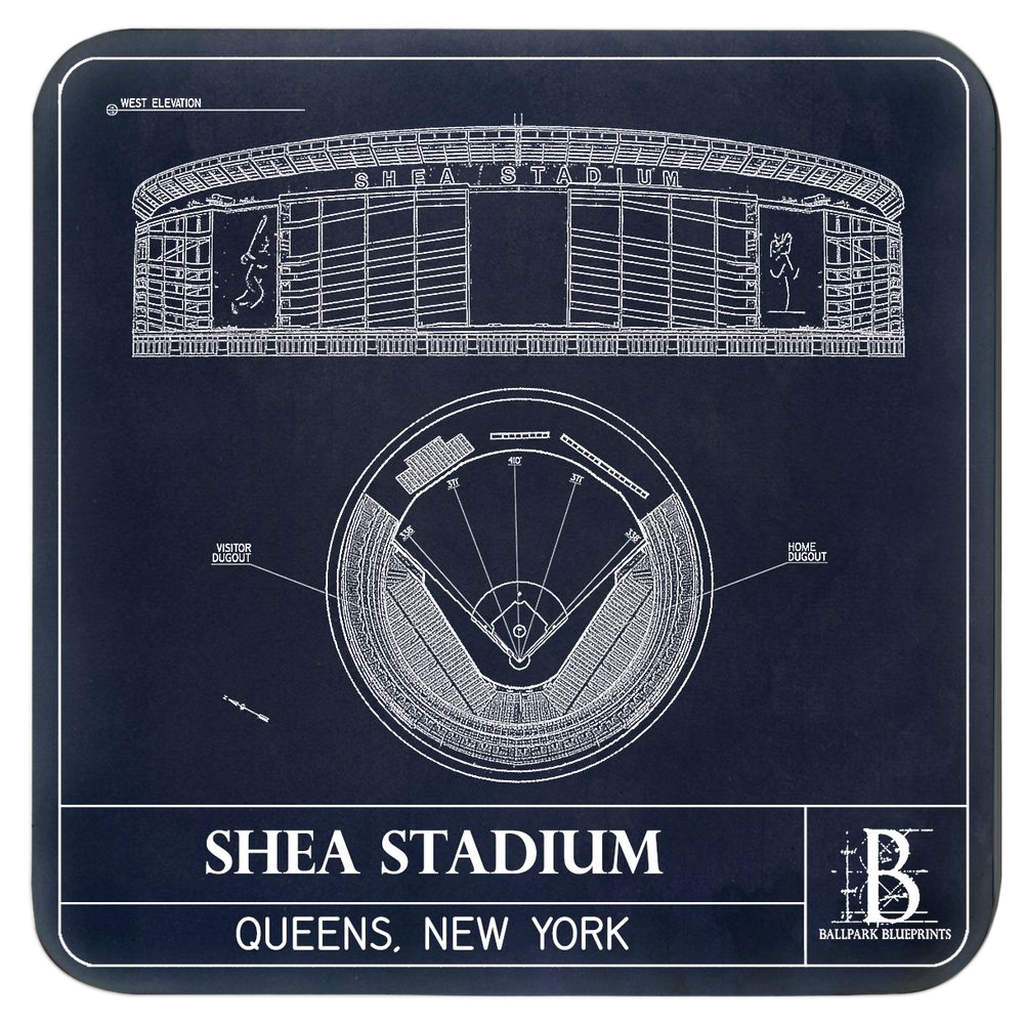 Shea Stadium Coasters (Set of 4) – Ballpark Blueprints