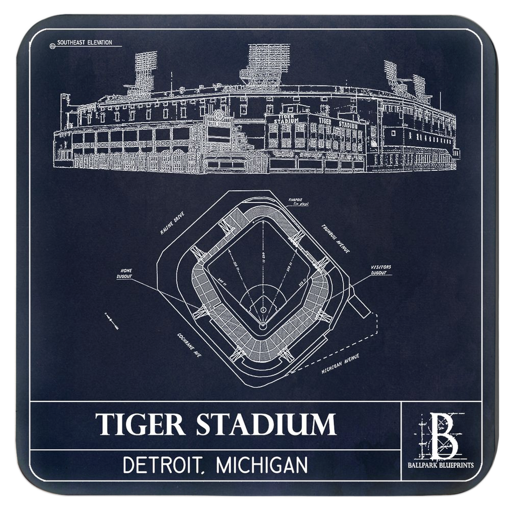 Old Tiger Stadium Coasters (Set of 4) – Ballpark Blueprints