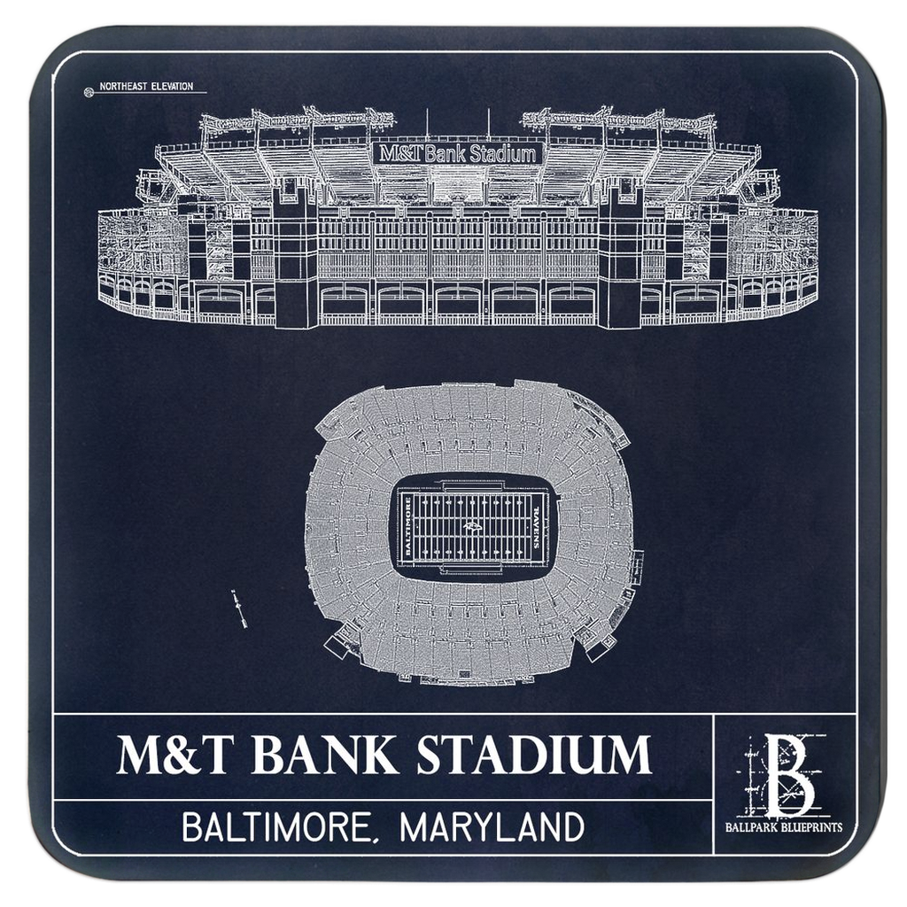 M&T Bank Stadium Coasters (Set of 4) – Ballpark Blueprints