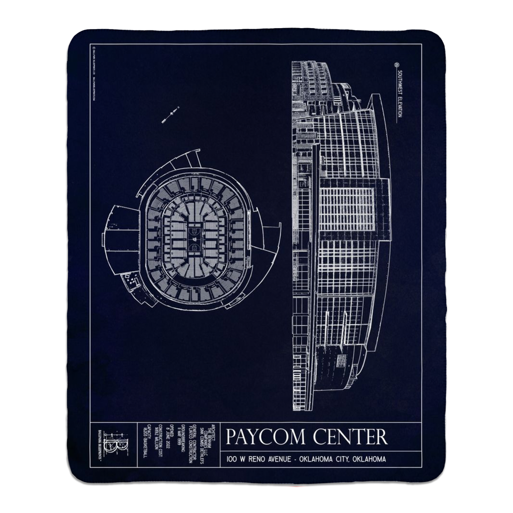 Paycom Center Fleece Sherpa Blankets – Ballpark Blueprints