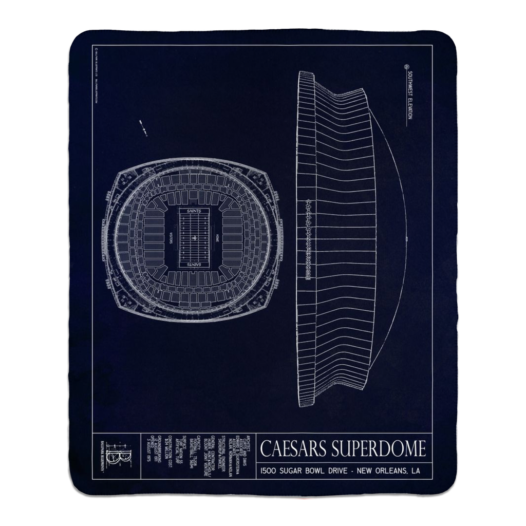 Caesars Superdome Fleece Sherpa Blankets – Ballpark Blueprints