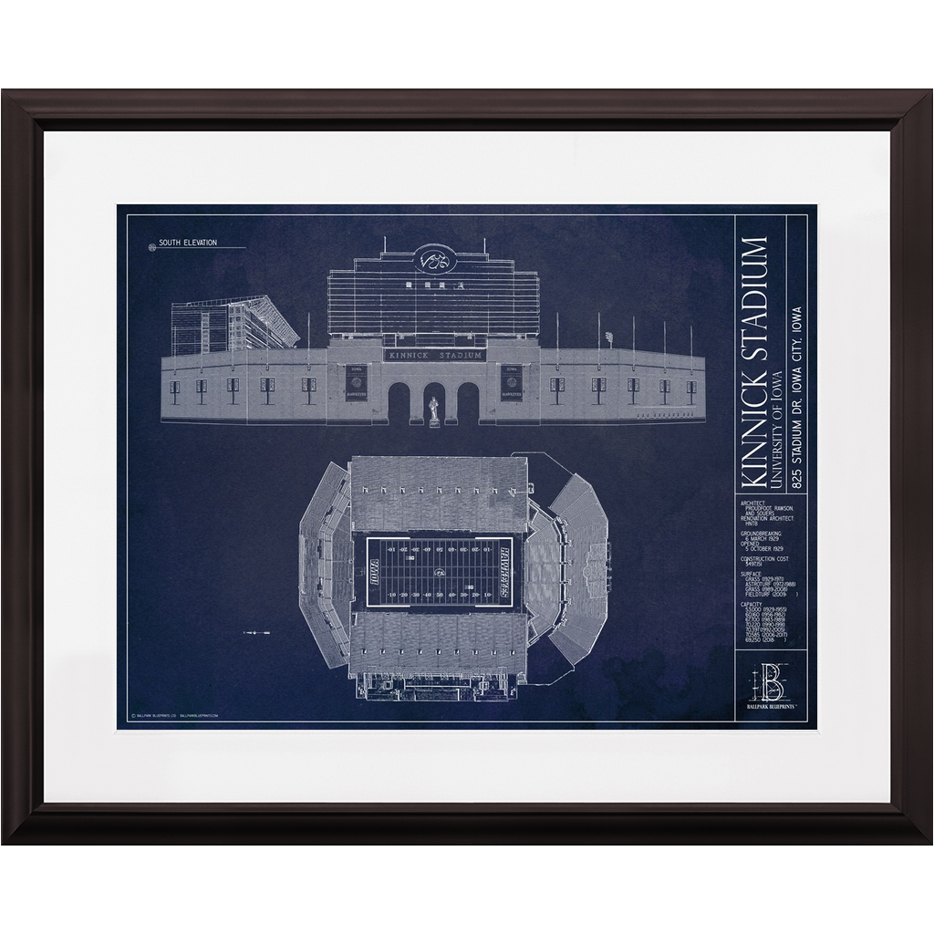 Kinnick Stadium Blueprint Style Poster - University of Iowa – Ballpark ...