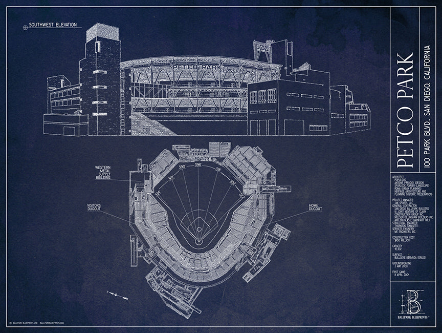 Petco Park | San Diego Padres | Padres Baseball Gifts – Ballpark Blueprints