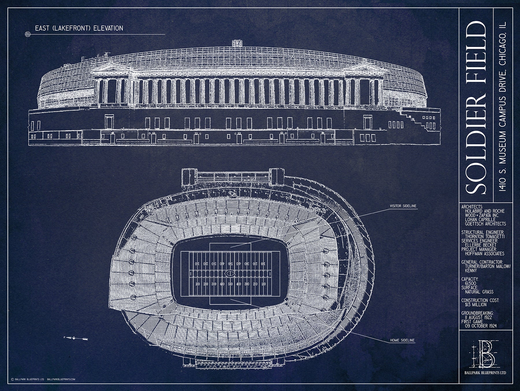 Soldier Field | Chicago Bears | Chicago Bears Gifts – Ballpark Blueprints