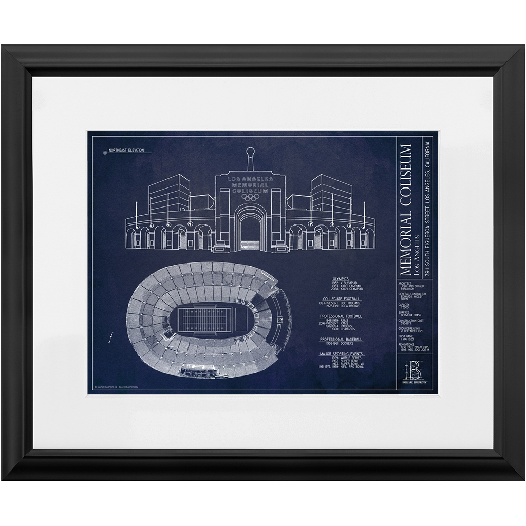 Los Angeles Memorial Coliseum Blueprint Style Poster – Ballpark Blueprints