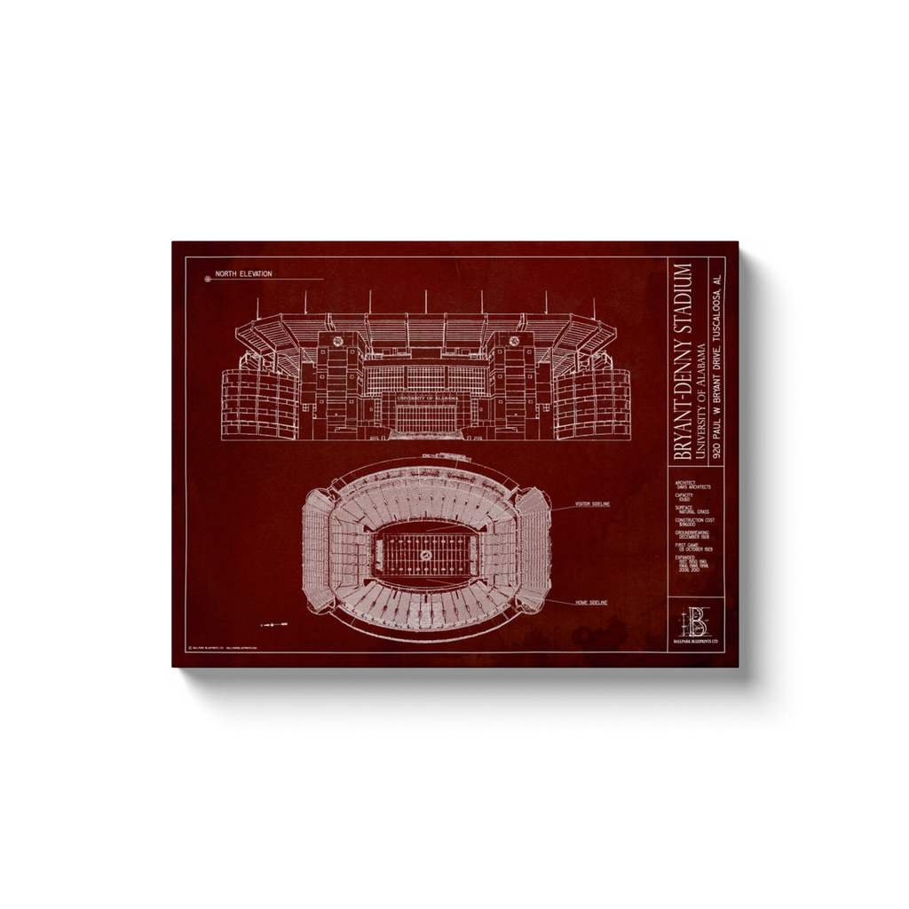 Alabama Crimson Tide - Bryant-Denny Stadium - Team Colors - 18x24" Can ...