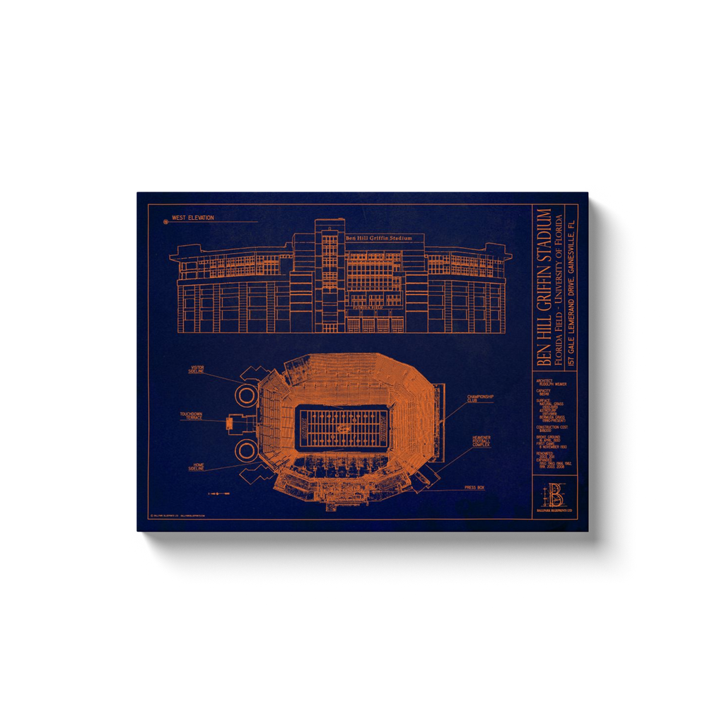 Florida Gators - Ben Hill Griffin Stadium - Team Colors - 18x24" Canva ...