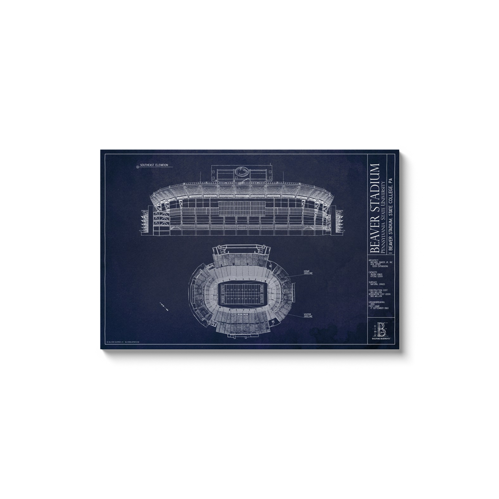 Beaver Stadium 48x32" Canvas (Custom) – Ballpark Blueprints