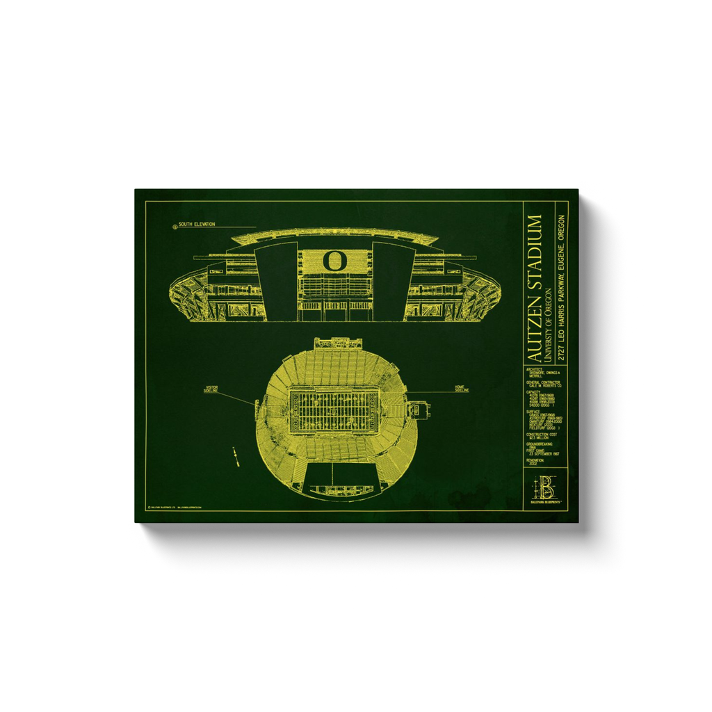 Oregon Ducks - Autzen Stadium - Team Colors - 18x24" Canvas – Ballpark ...