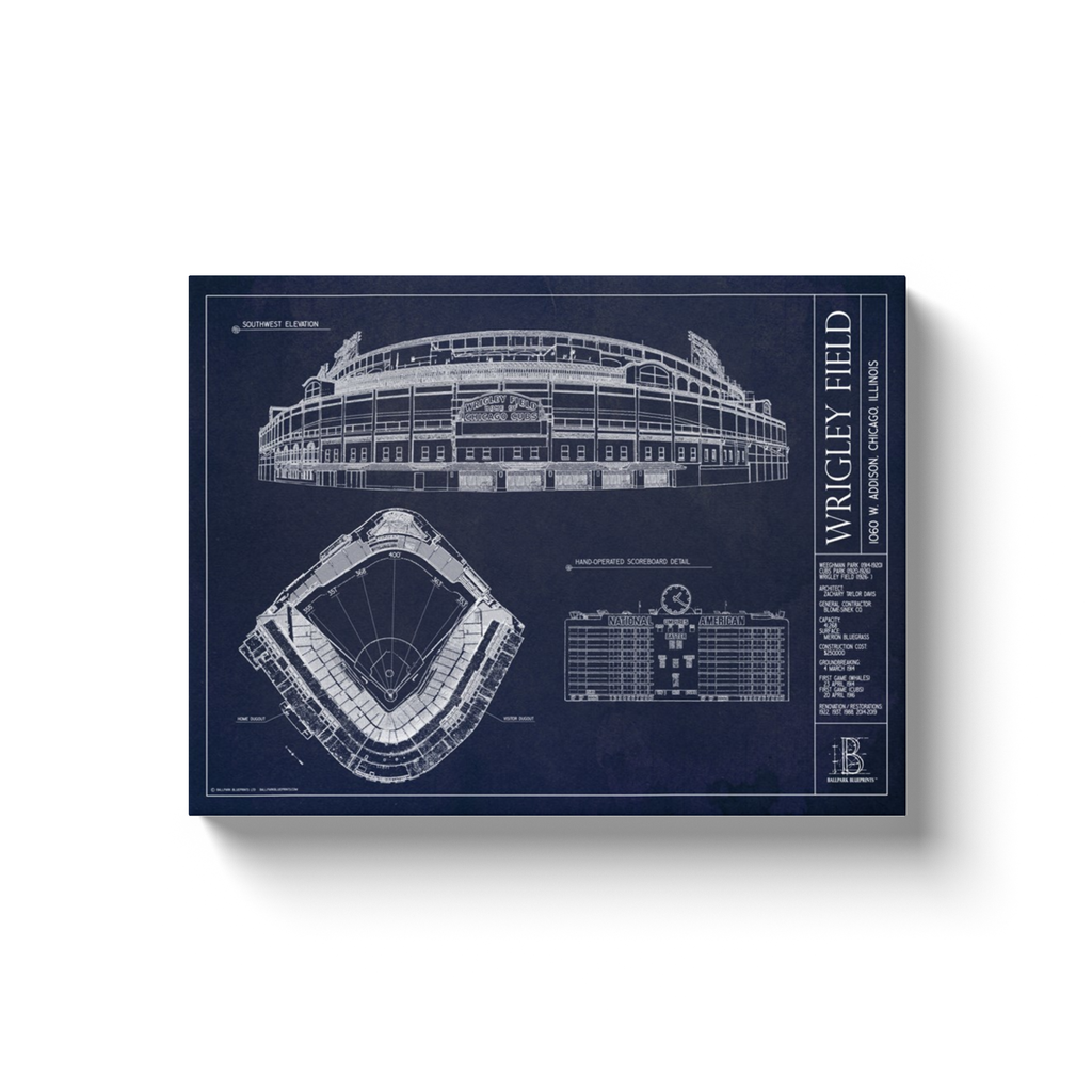 Wrigley Field Blueprint Style Poster - Chicago Cubs – Ballpark Blueprints
