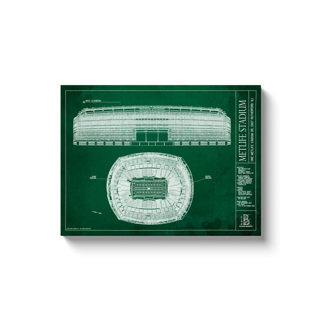 New York Jets - Metlife Stadium - Team Colors - 18x24" Canvas ...